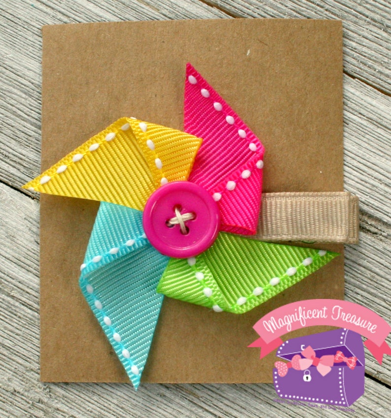 Summer Ribbon Pinwheel Hair Clip - Etsy