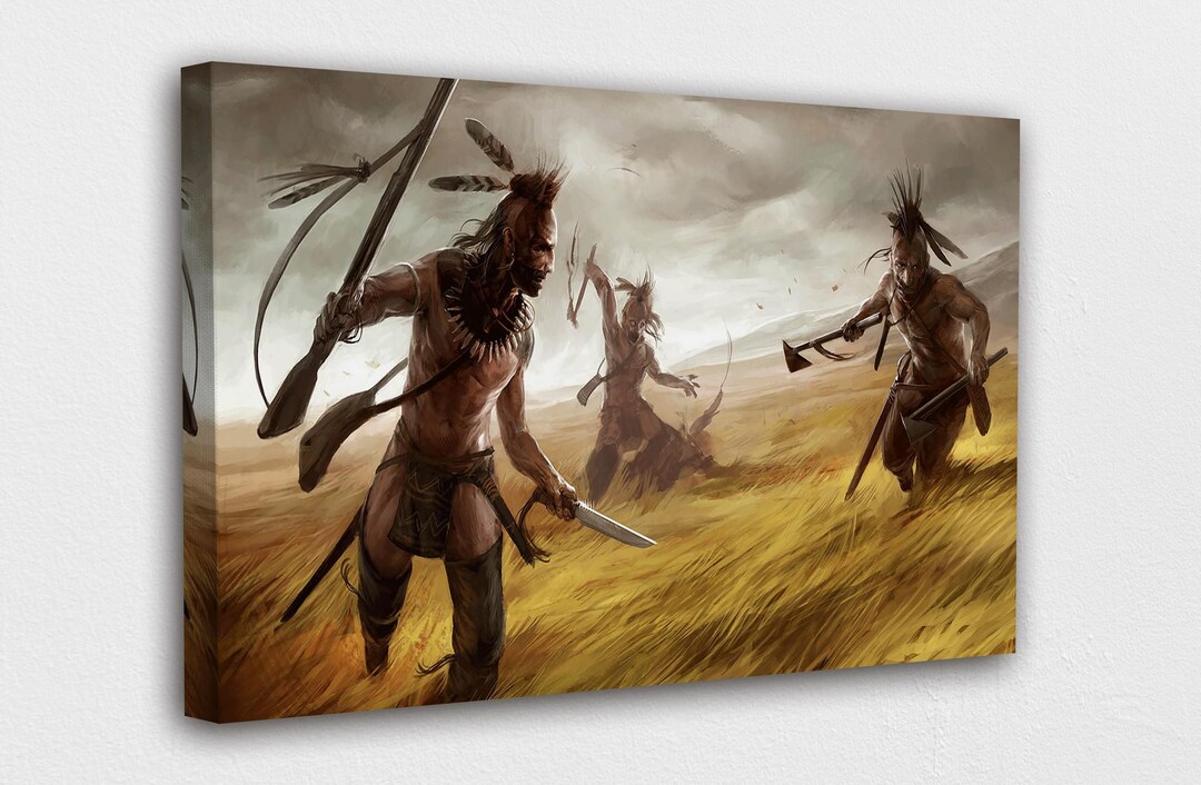 Mohawk Warriors Art Canvas: Native American Wall Decor - Etsy