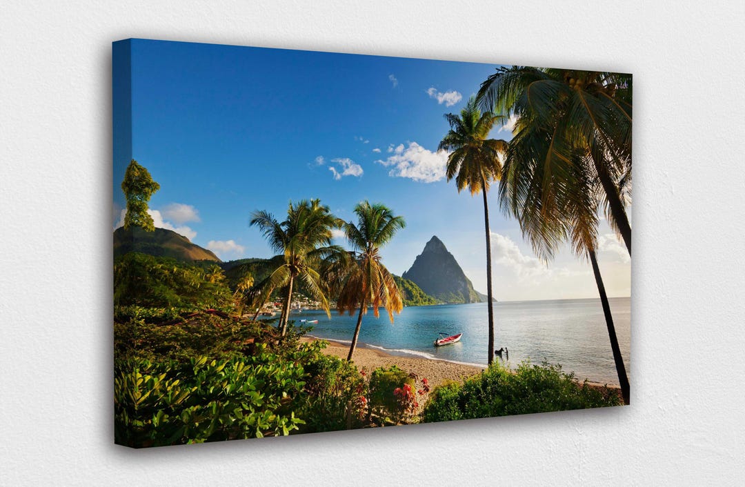 St Lucia Pitons Canvas Art Print: Caribbean Island Wall Decor - Etsy