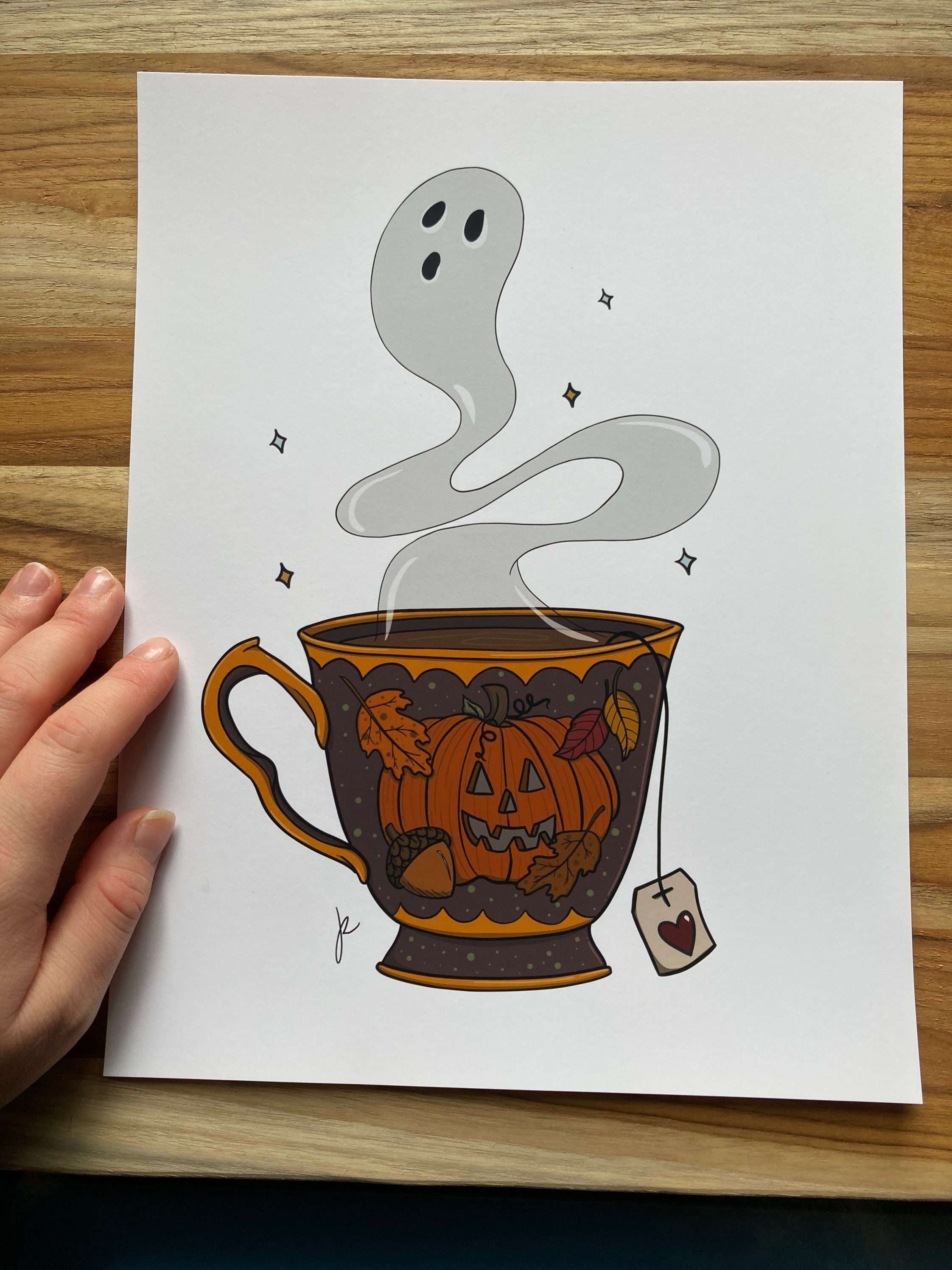 Ghost tea illustration halloween ghost spooky tea spooky - Etsy Nederland