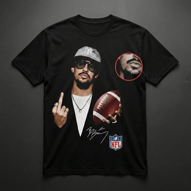 Bad Bunny Football PNG, Retro Halftime Fan Art, Vintage Halftone Effect ...