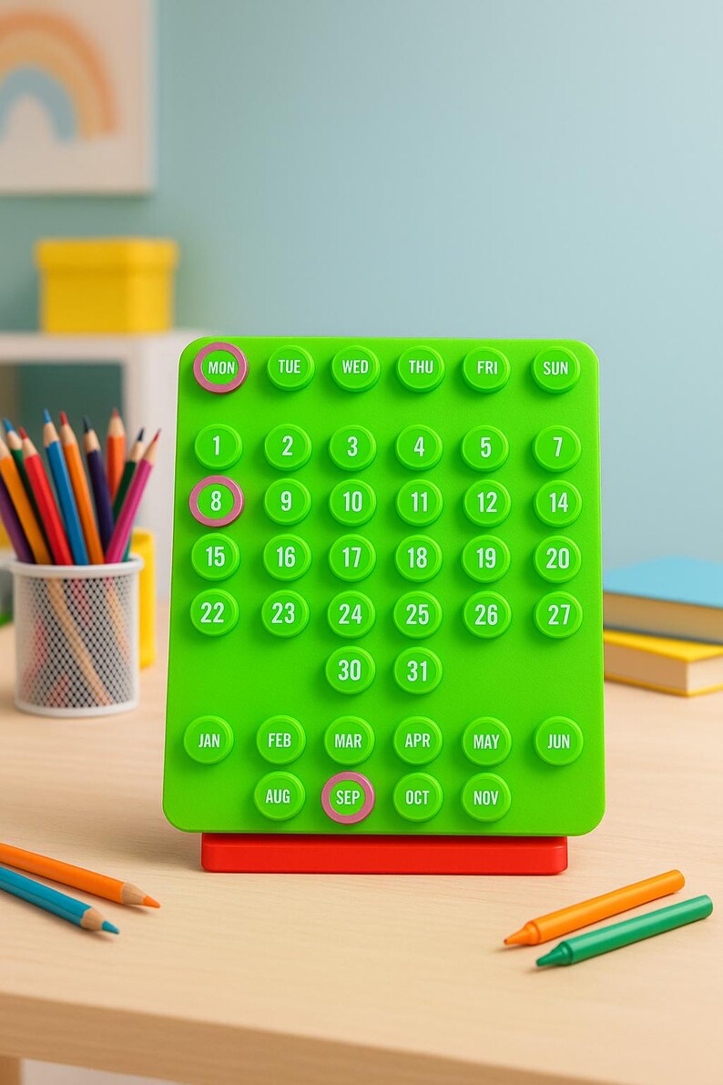 3D Printed Perpetual Calendar – Desk & Kids Learning - Etsy