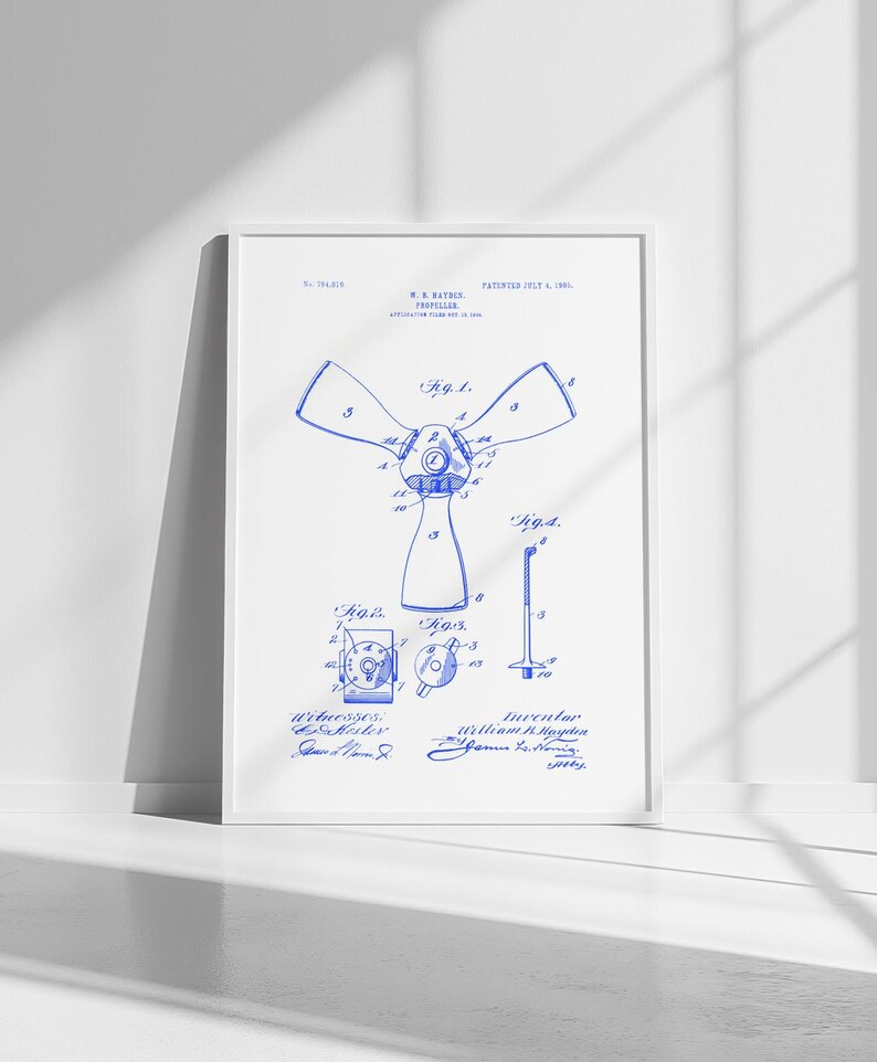 Propeller Blueprint Art Print: Vintage Technical Drawing - Etsy