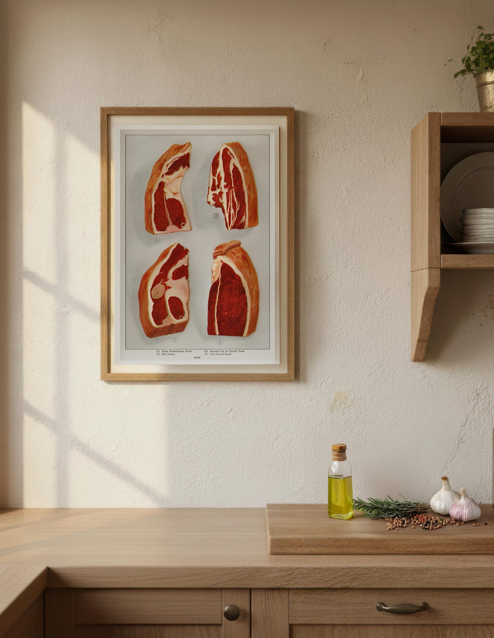 Vintage Food Poster - Beef Steak - Butcher Kitchen Wall Art - Etsy