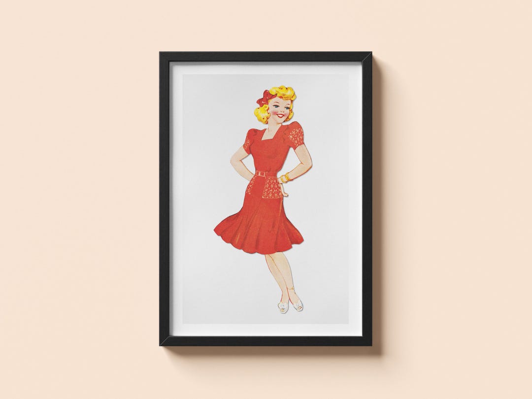 Vintage Paper Doll Poster - Boston Public Library - Babs Outfit Art ...