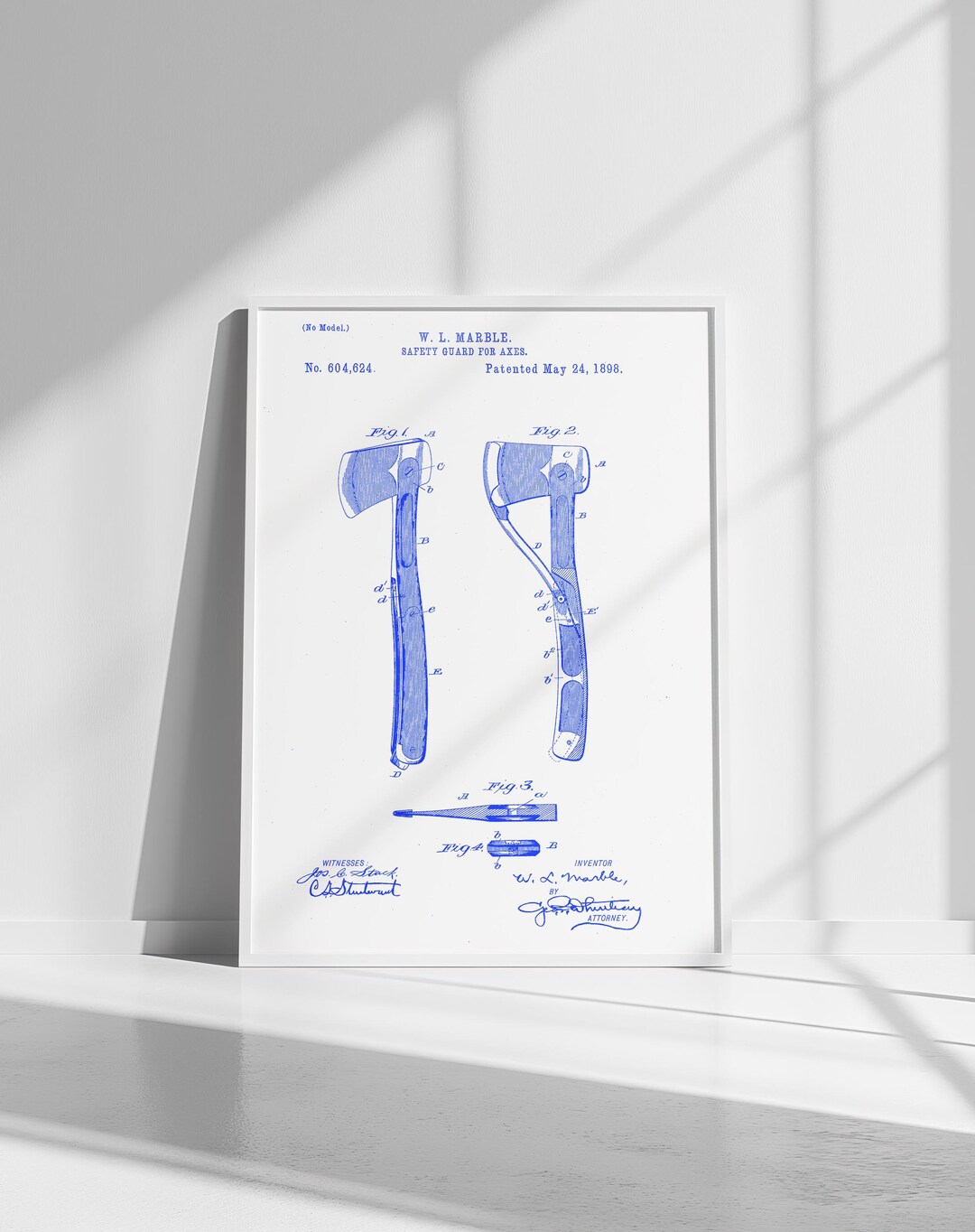 Axe Wall Art | Blueprint Wall Decor | Workshop Wall Art | Men Cave ...