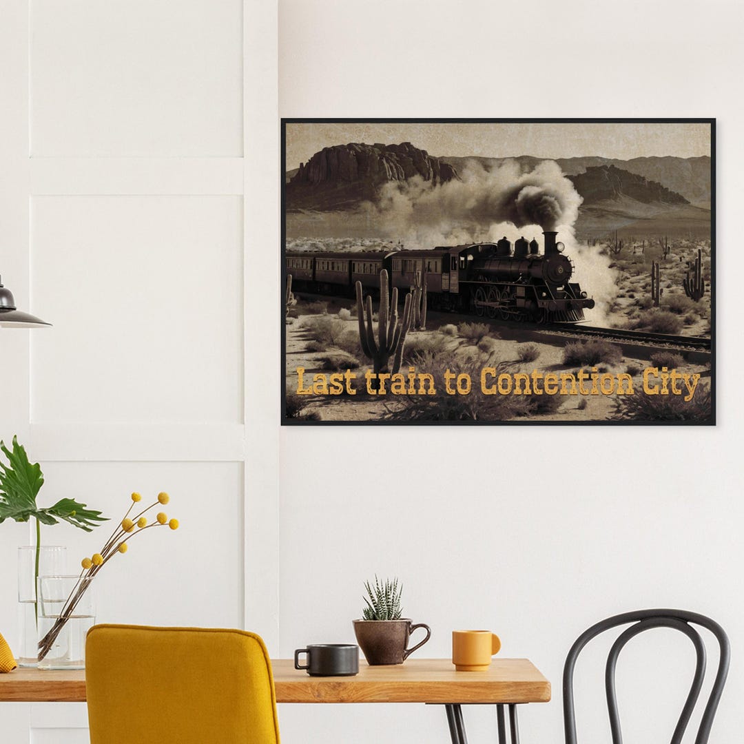 Vintage Western Train Poster: Rustic Cowboy Railroad Art - Etsy