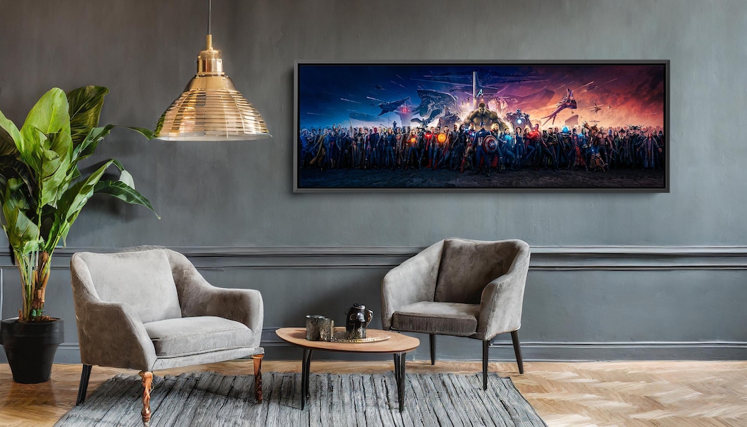 Marvel All Characters XXL Canvas Wall Art Blockbuster Fine Art Panorama ...