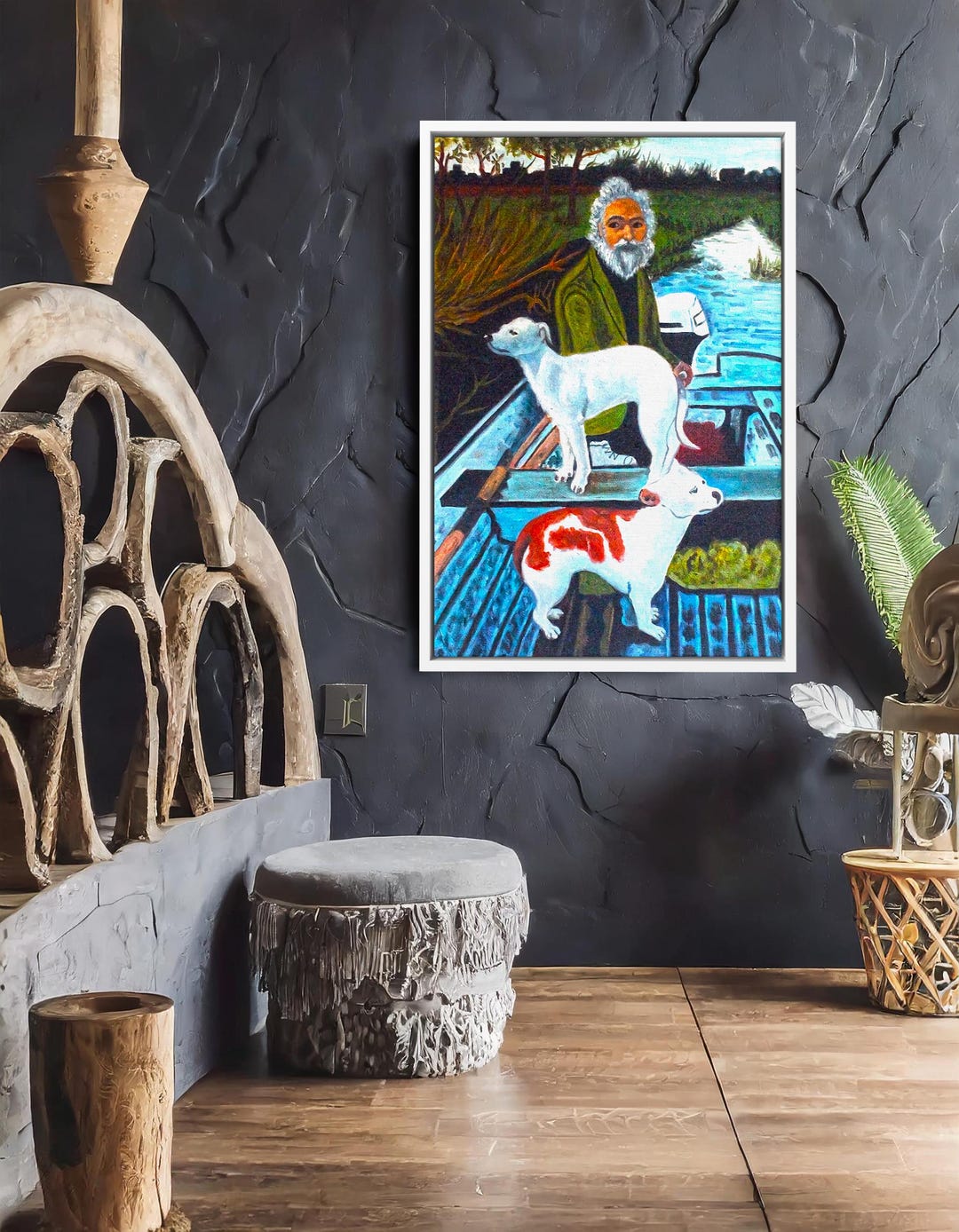 Framed Goodfellas Old Man and Dogs "painting" Replica Canvas Art Print ...