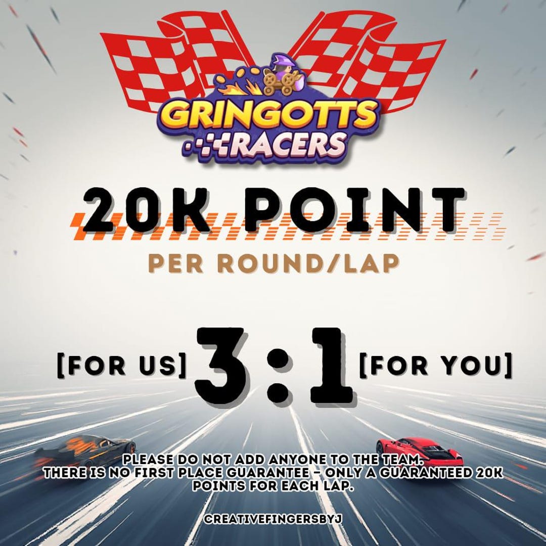 Gringotts Racers Mono_poly_go - 20K Points per Round/lap/day - 1 Buyer ...