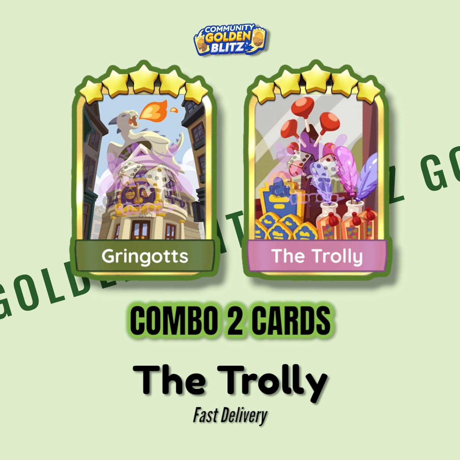 Gringotts & the Trolly - Golden Blitz Monopoly_go Combo Package 2 Cards ...
