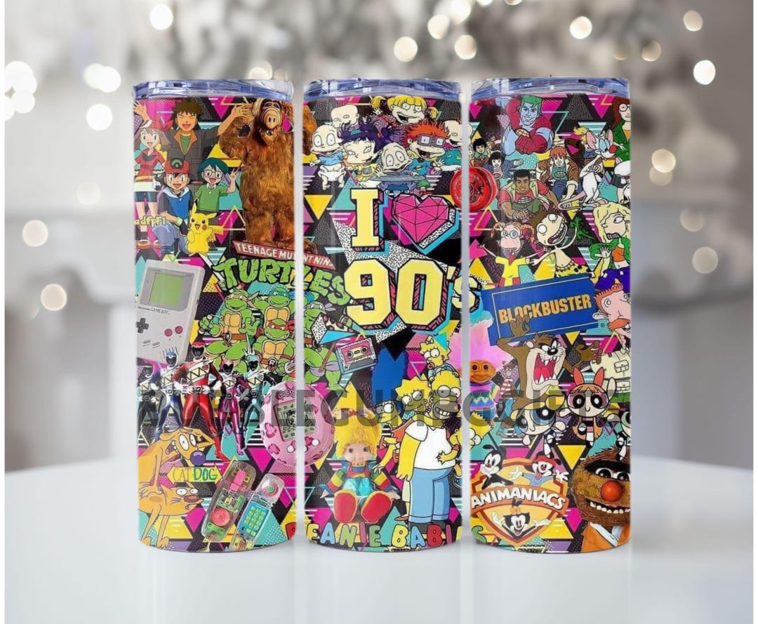 I Love the 90's Tumbler, Cartoon Character Water Bottle, Wild ...