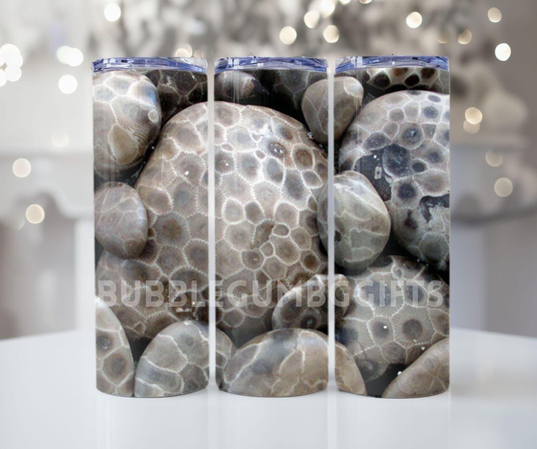 Petoskey Stone Tumbler, Fossil Rock Water Bottle, Lake Michigan Rocks ...