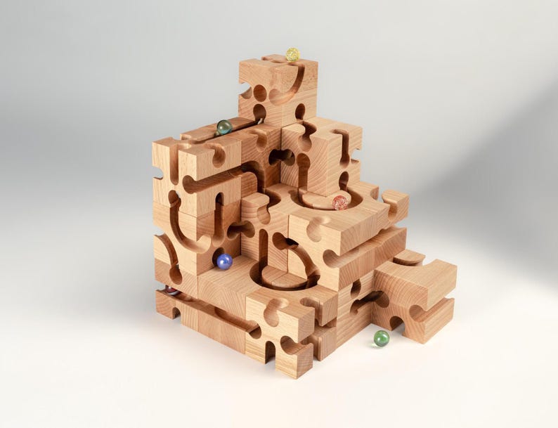 Omegarun Wooden Marble Run, STEM Educational Toy, Family Game, 3d ...