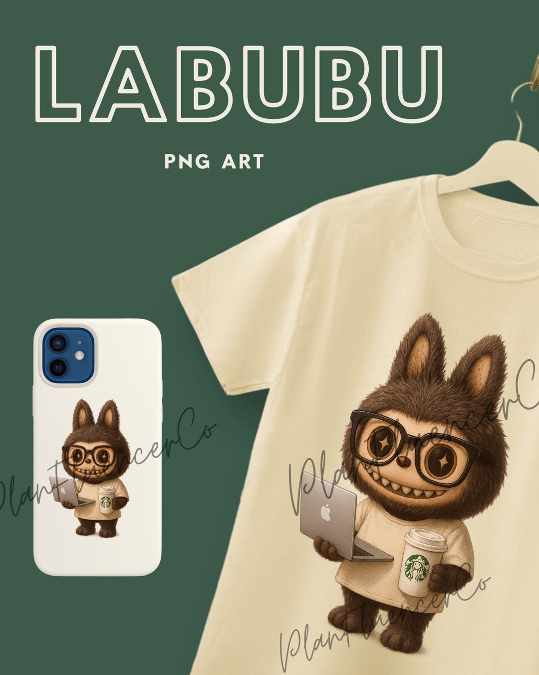 Labubu Coffee Break – Cute Tech Monster Sticker | Printable PNG for T ...