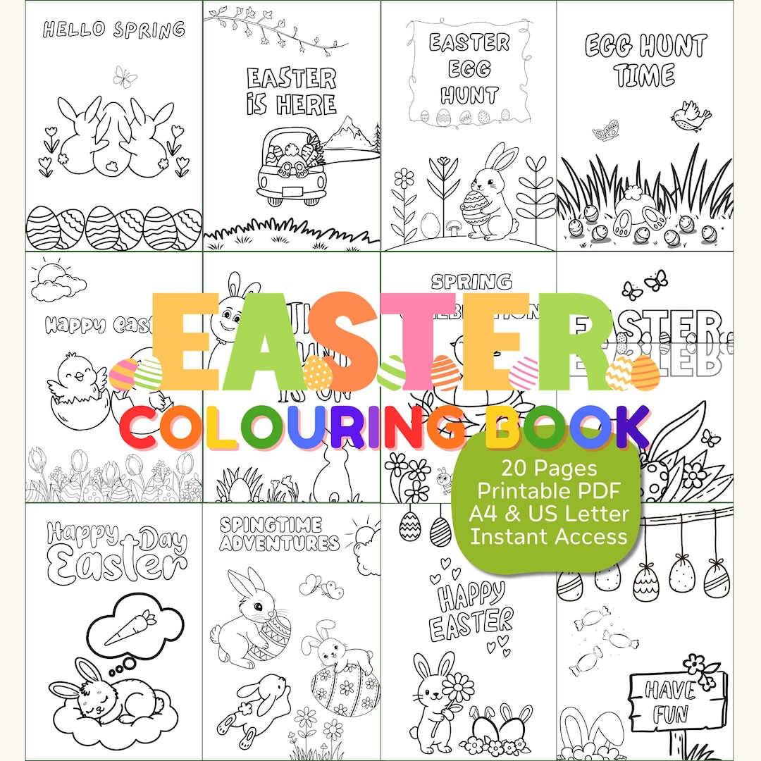 Easter Coloring Book, Spring Activities for Kids, Printable PDF 20 ...