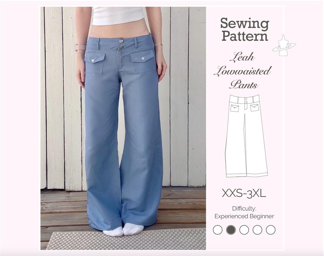 Leah Low Waist Wide Leg Pants Sewing Pattern (XXS-3XL) (digital PDF) - Etsy