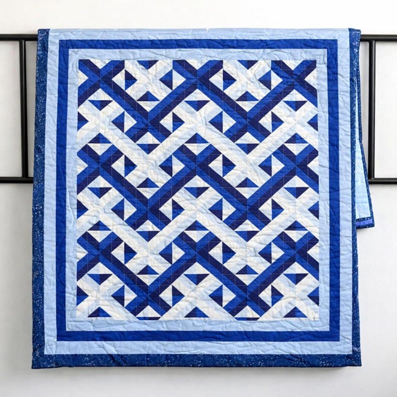 Azure Symphony Quilt Pattern | Modern Geometric Design (80x104) (PDF ...