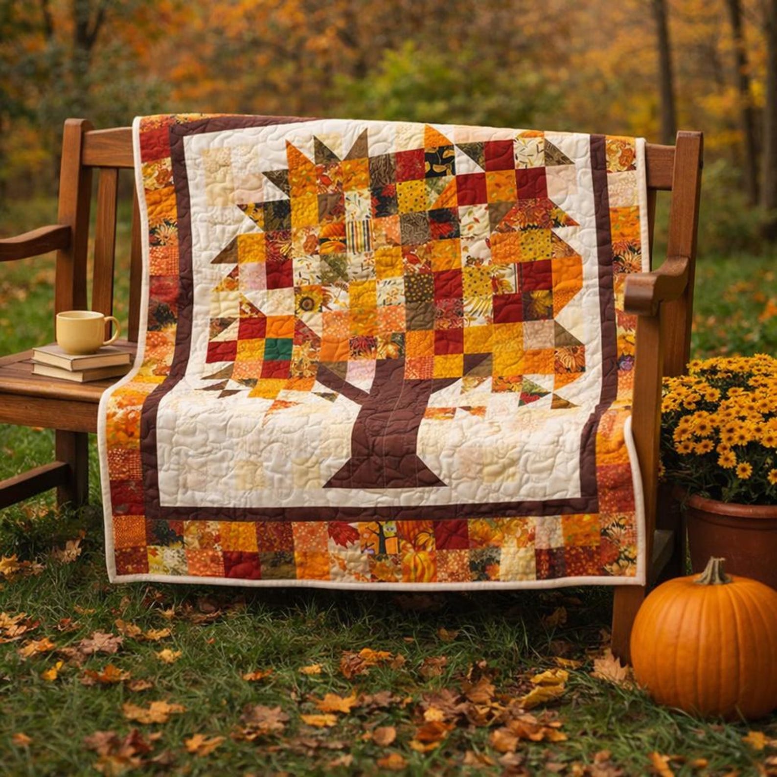 Harvest Glow Quilt Pattern PDF | Autumn Tree Wall Hanging | Fall ...