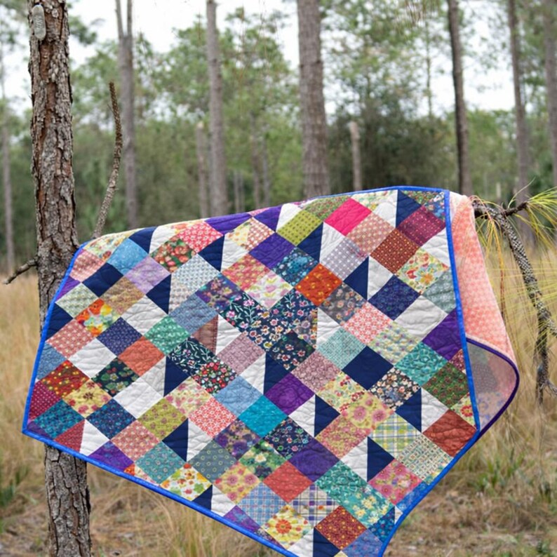 Colorful Corners Mini Quilt Pattern | Scrap Fabric Patchwork (PDF ...