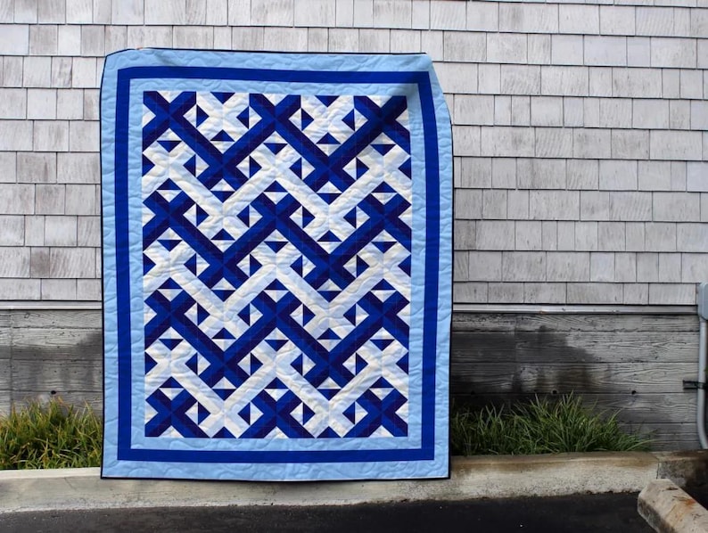 Azure Symphony Quilt Pattern | Modern Geometric Design (80x104) (PDF ...
