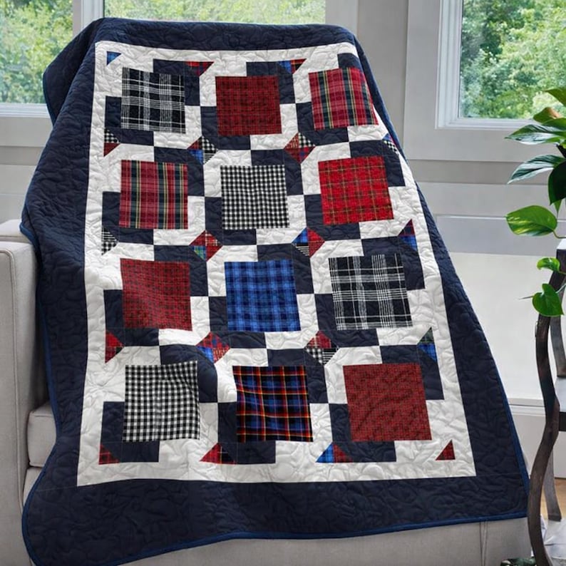 Plaid Memories Quilt Pattern PDF | Plaid Patchwork Quilt | Throw/bed ...