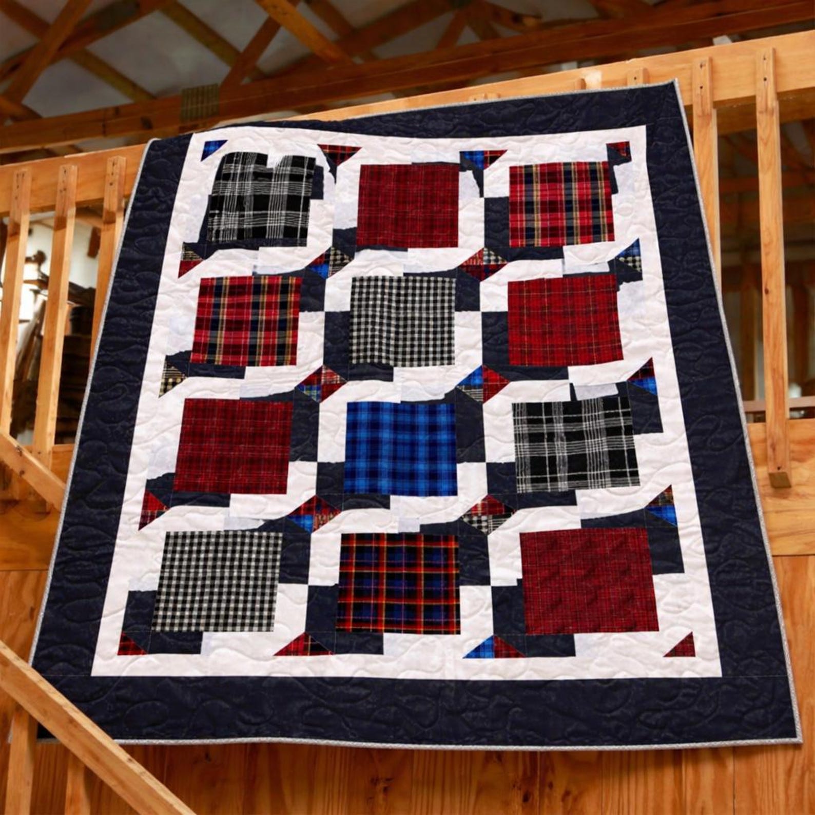 Plaid Memories Quilt Pattern PDF | Plaid Patchwork Quilt | Throw/bed ...