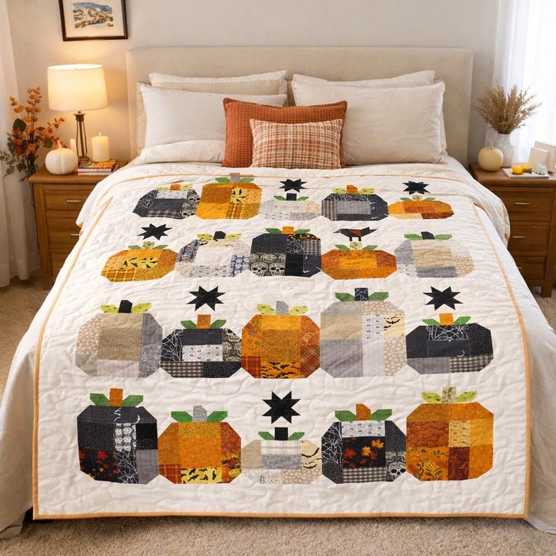 Pumpkin Patch Magic Quilt Pattern | Autumn Patchwork Throw (PDF ...