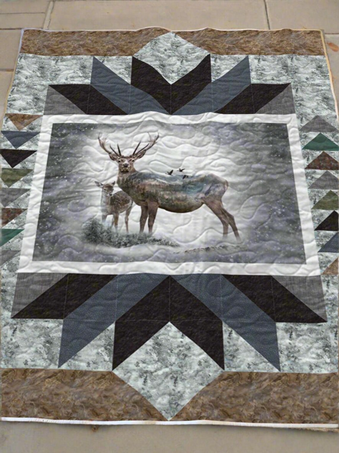 Winter Guardian Quilt Pattern | Deer Snow Scene Throw Size (PDF ...