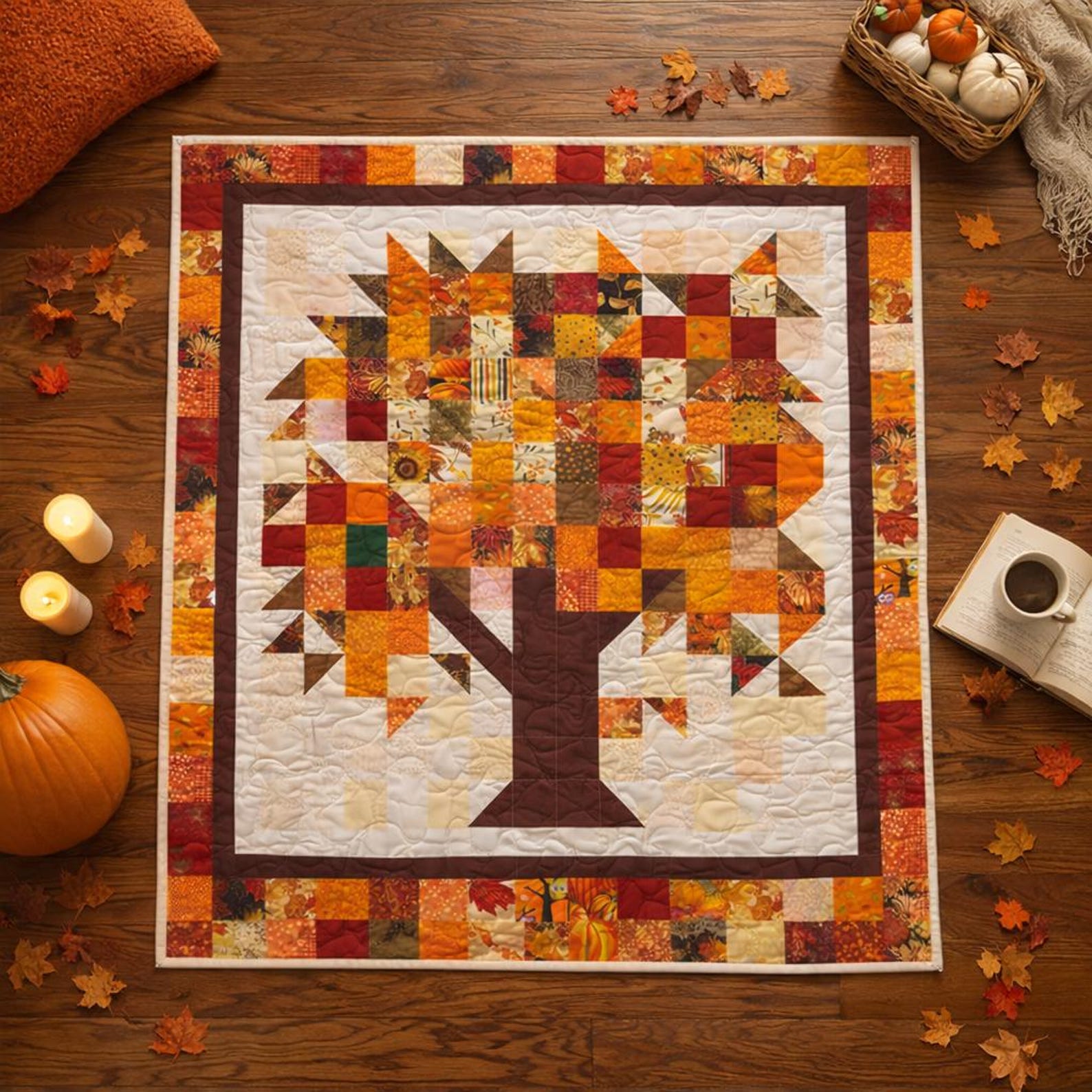 Harvest Glow Quilt Pattern PDF | Autumn Tree Wall Hanging | Fall ...