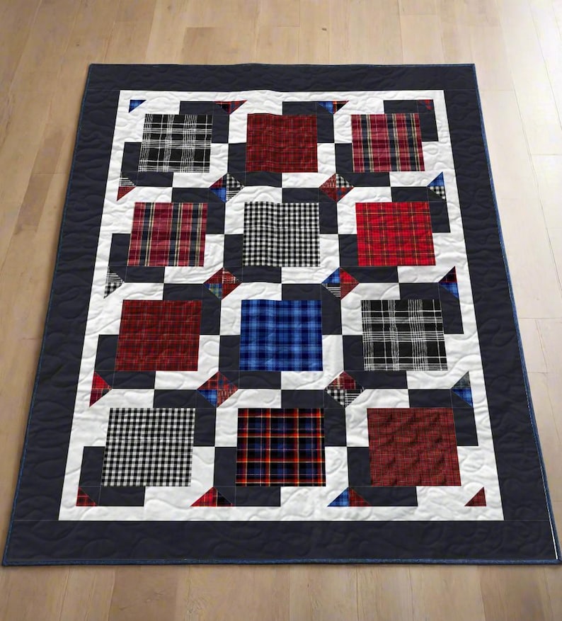 Plaid Memories Quilt Pattern PDF | Plaid Patchwork Quilt | Throw/bed ...