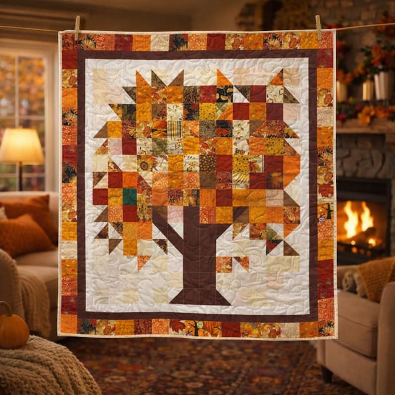 Harvest Glow Quilt Pattern PDF | Autumn Tree Wall Hanging | Fall ...