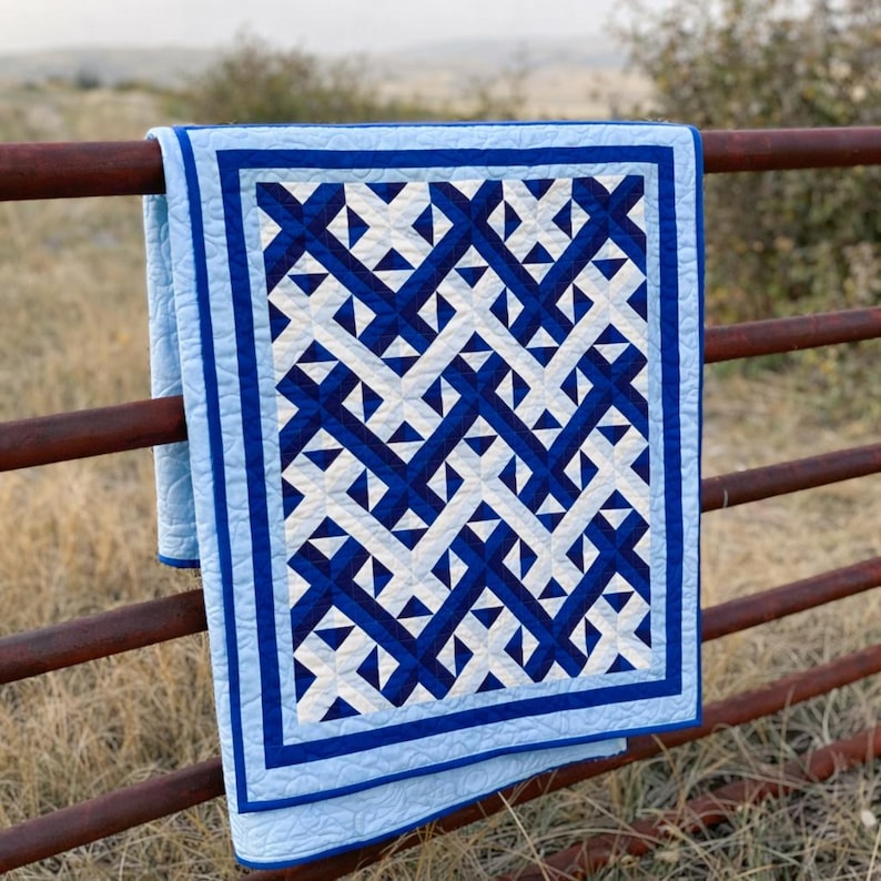 Azure Symphony Quilt Pattern | Modern Geometric Design (80x104) (PDF ...
