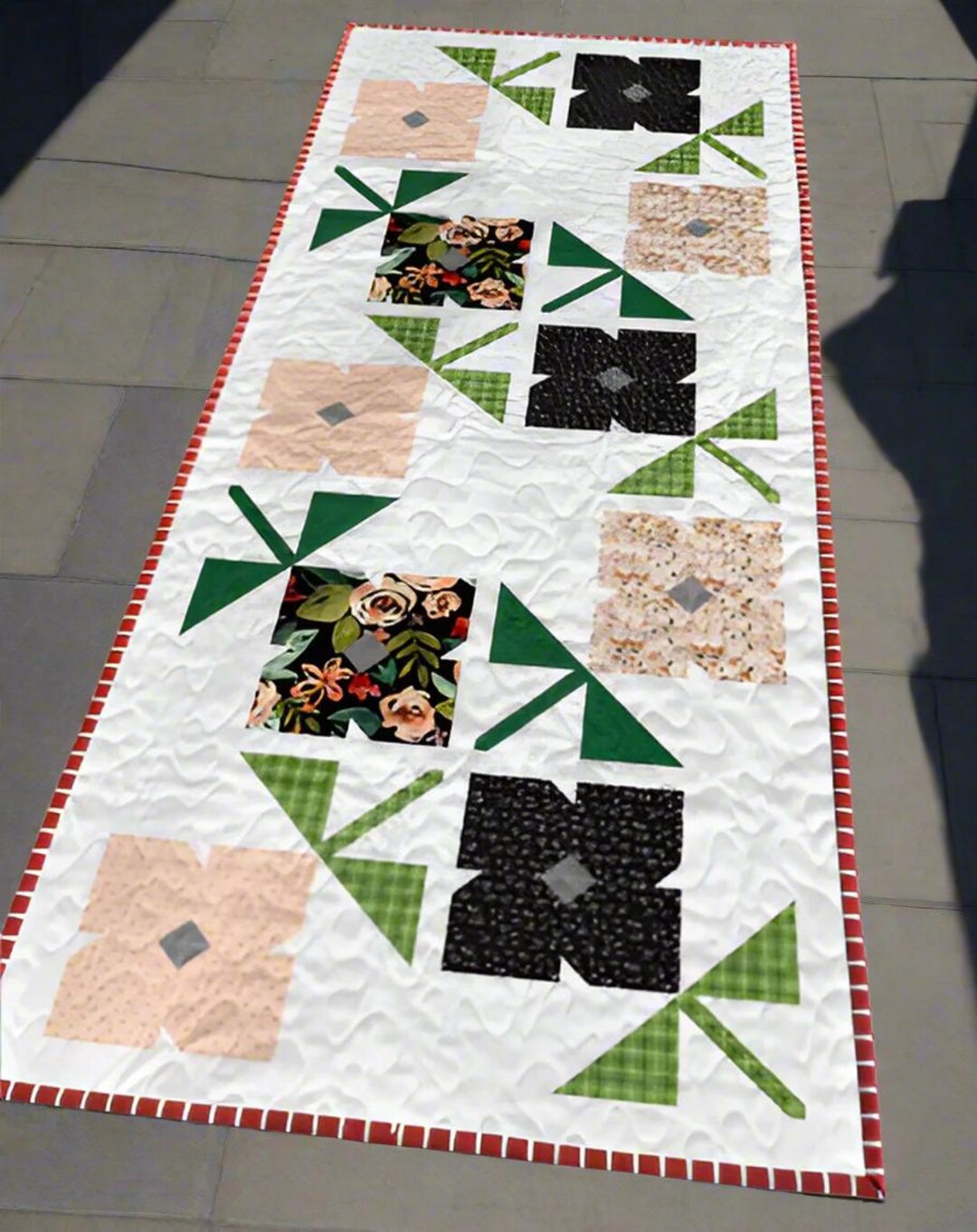 Garden Pathway Quilt Pattern | Floral Table Runner (29" X 68") (digital ...