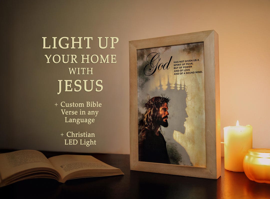 Jesus LED Light Frame With Custom Bible Verse | Illuminated Christian ...