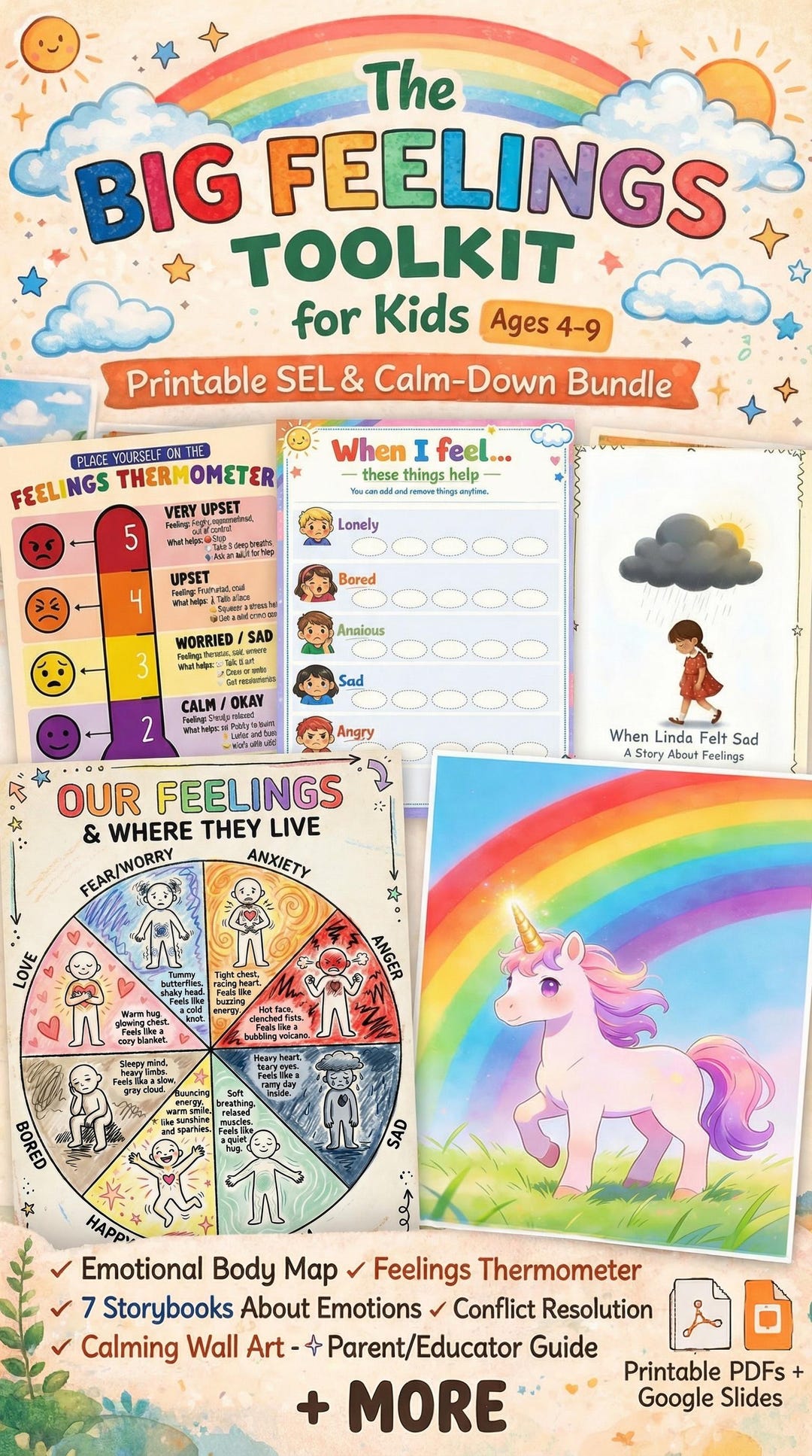 The Big Feelings Toolkit for Kids (printable SEL & Calm-down Bundle ...
