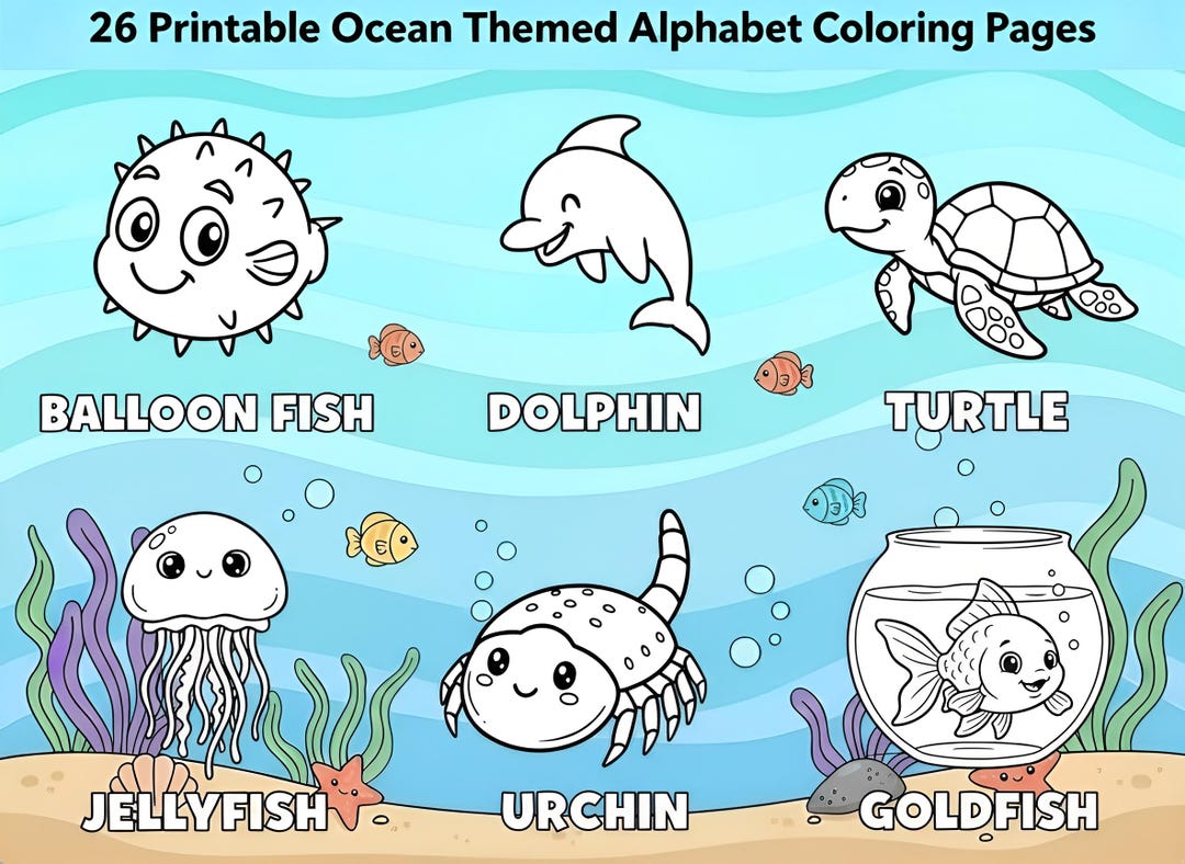 26 Ocean Themed Printable Coloring Pages for Kids, Toddlers ...