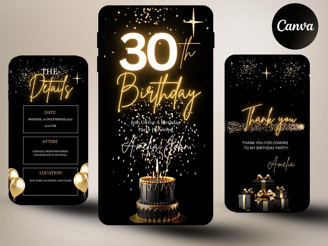 30TH Birthday Video Invite, Birthday Party Invitation Video Template ...