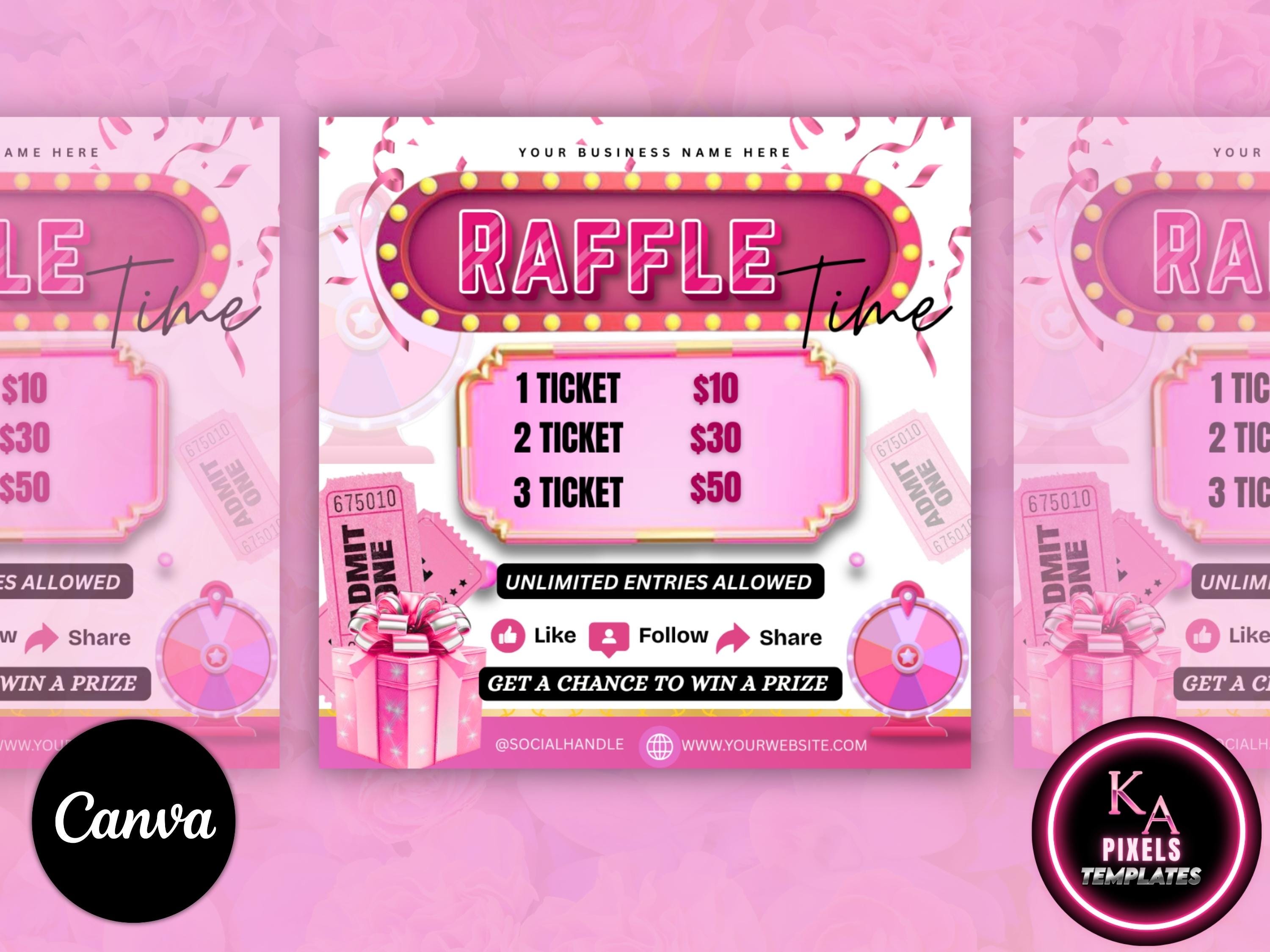 Raffle Flyer Template, Raffle Giveaway Flyer, DIY Editable Canva ...