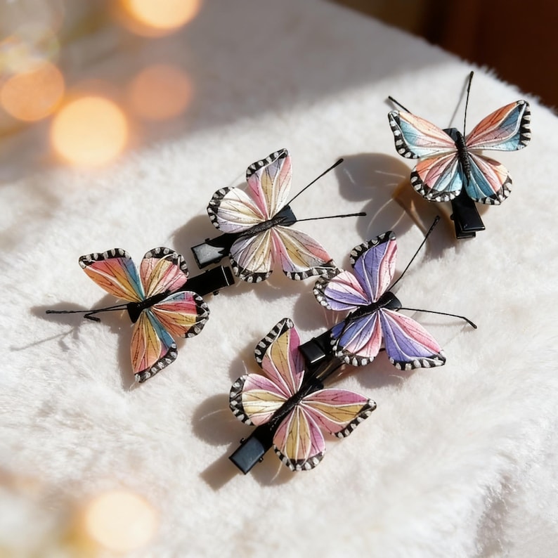 Handmade Silk Thread Butterfly Hair Clip, Custom Color, Movable Wings ...