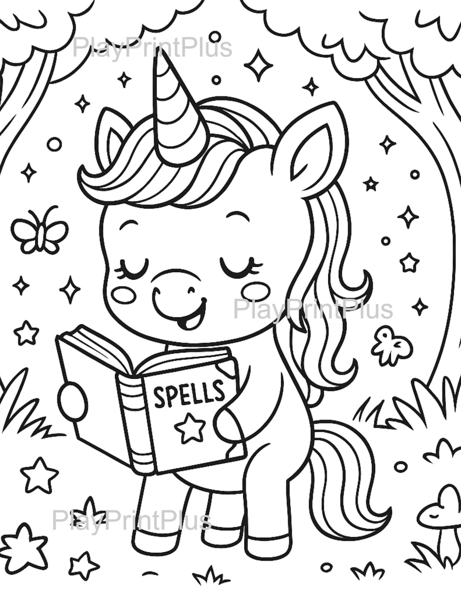 Cute Unicorn Coloring Pages for Kids | Kawaii Printable Activity Sheets ...