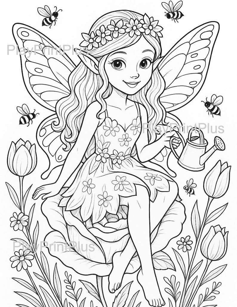 Cute Fairy Coloring Pages for Kids | Magical Printable Activity for ...