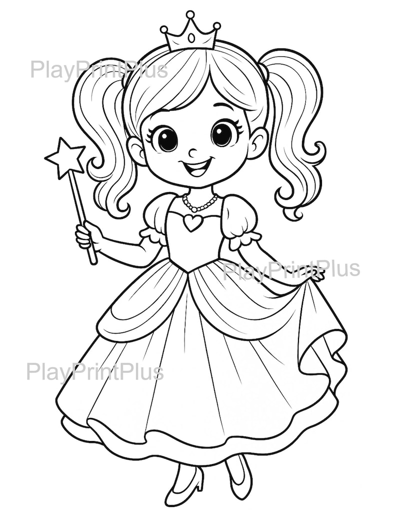 Princess Coloring Page for Girls | Cute Printable Princess PDF for Kids ...
