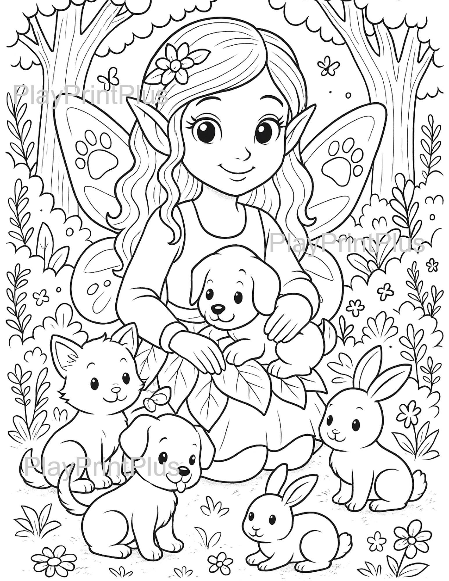 Cute Fairy Coloring Pages for Kids | Magical Printable Activity for ...