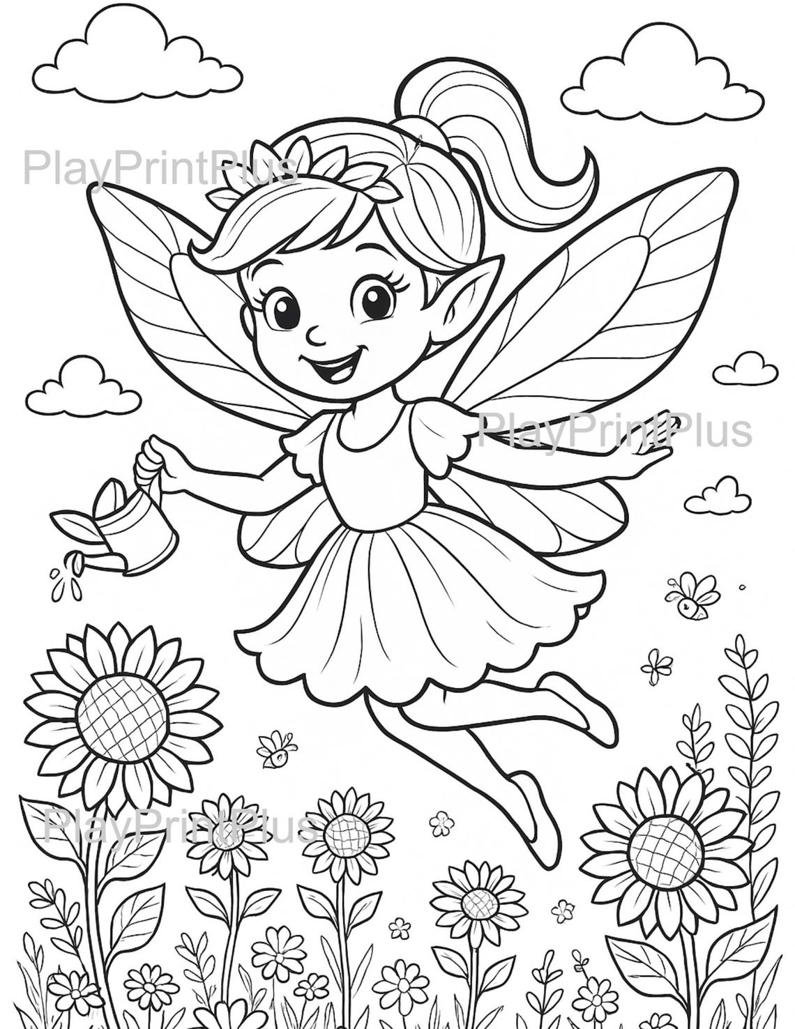 Cute Fairy Coloring Pages for Kids | Magical Printable Activity for ...