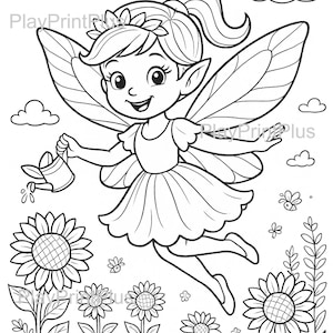 Cute Fairy Coloring Pages for Kids | Magical Printable Activity for ...