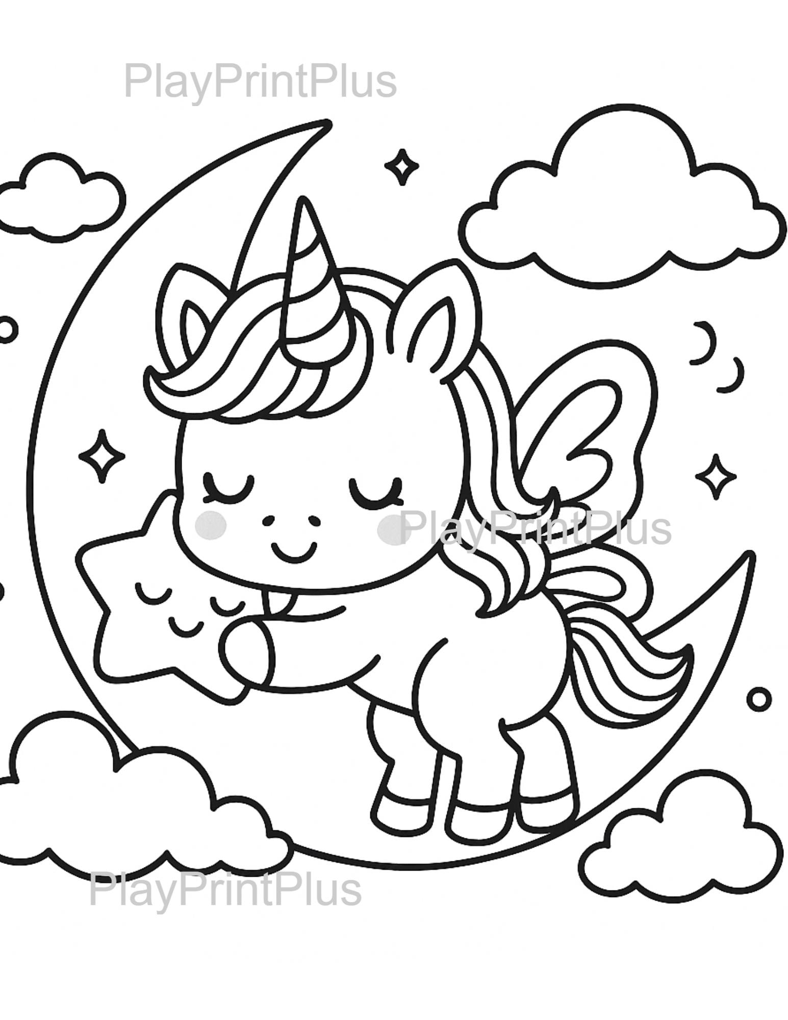 Cute Unicorn Coloring Pages for Kids | Kawaii Printable Activity Sheets ...
