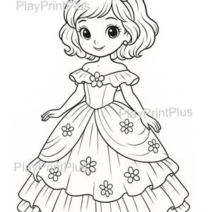 Princess Coloring Page for Girls | Cute Printable Princess PDF for Kids ...