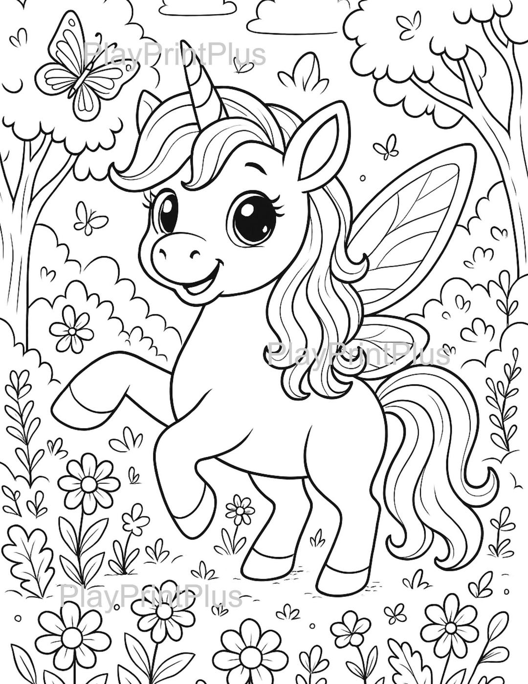 Cute Unicorn Coloring Pages for Kids | Kawaii Printable Activity Sheets ...