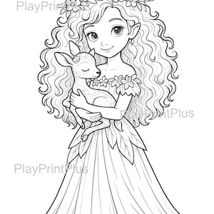 Princess Coloring Page for Girls | Cute Printable Princess PDF for Kids ...